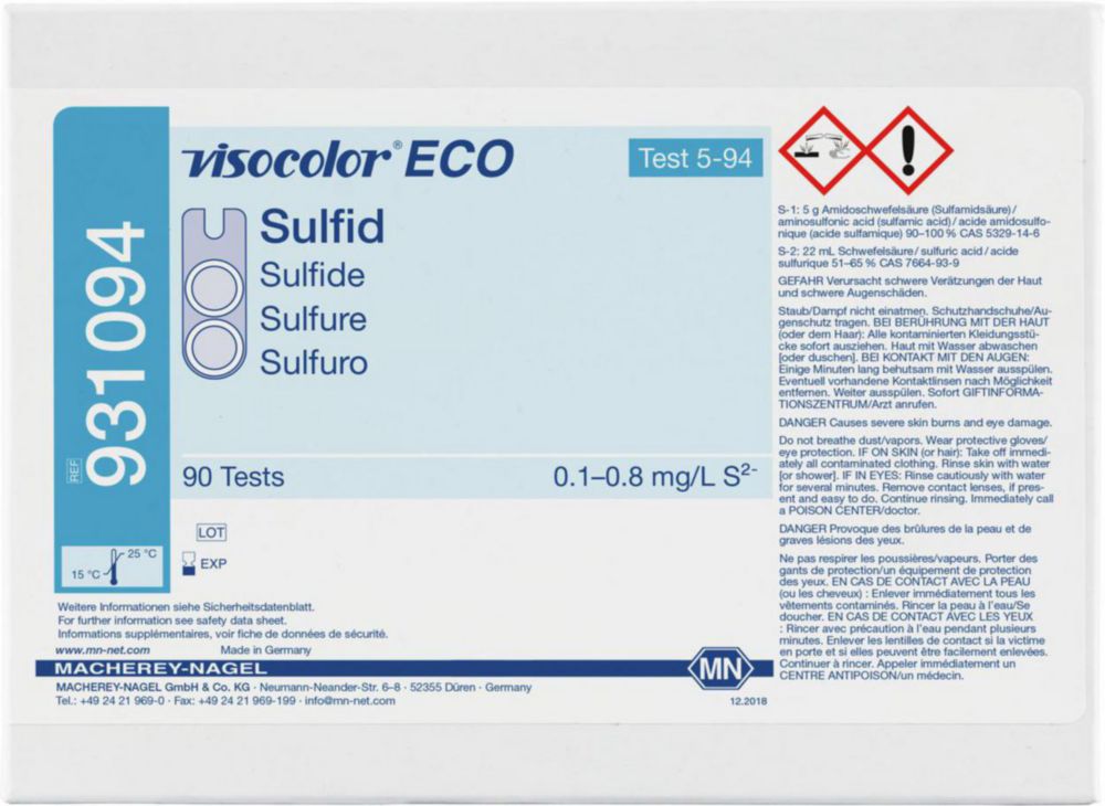 Testkits VISOCOLOR® ECO für Gewässeranalysen | 90 | GHS05, GHS07 ...
